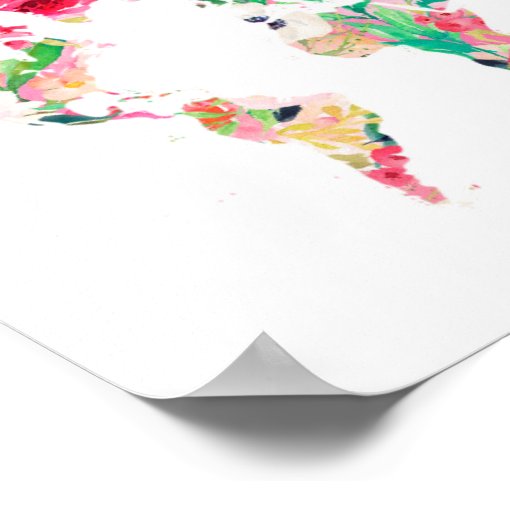 FLORAL WORLD MAP POSTER | Zazzle