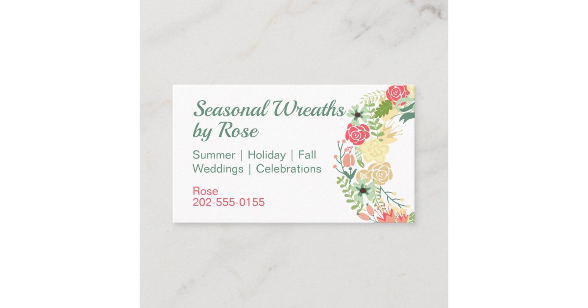 Floral Wreath Boho Business Card | Zazzle