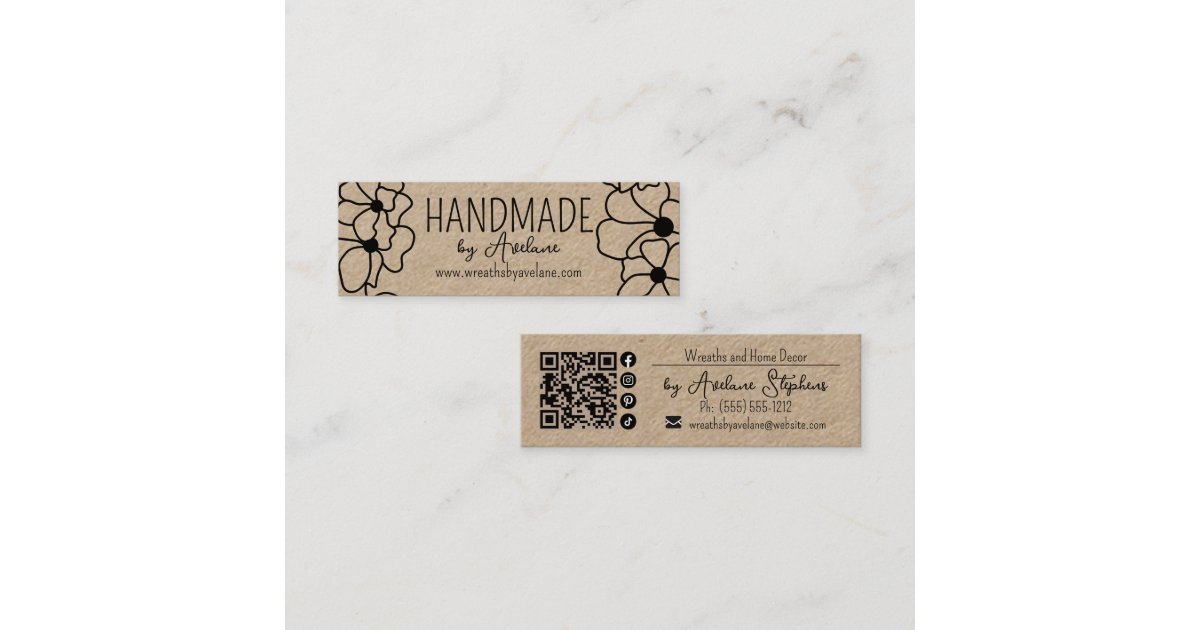 Floral Wreath Handmade | Handcrafted Business Card | Zazzle