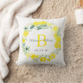 Floral Wreath Personalized Wedding Throw Pillow | Zazzle