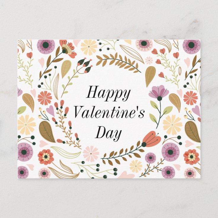 Floral Wreath Valentine's Day Card | Zazzle