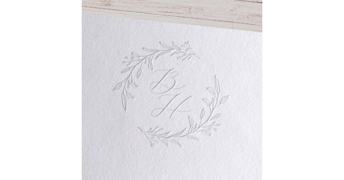Floral Wreath Wedding Initial Monogram Embosser | Zazzle
