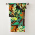 Florals Brown, Rust, Teal Bath Towel Set | Zazzle
