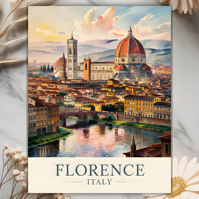 Florence Duomo Cathedral Watercolor Travel Postcard | Zazzle