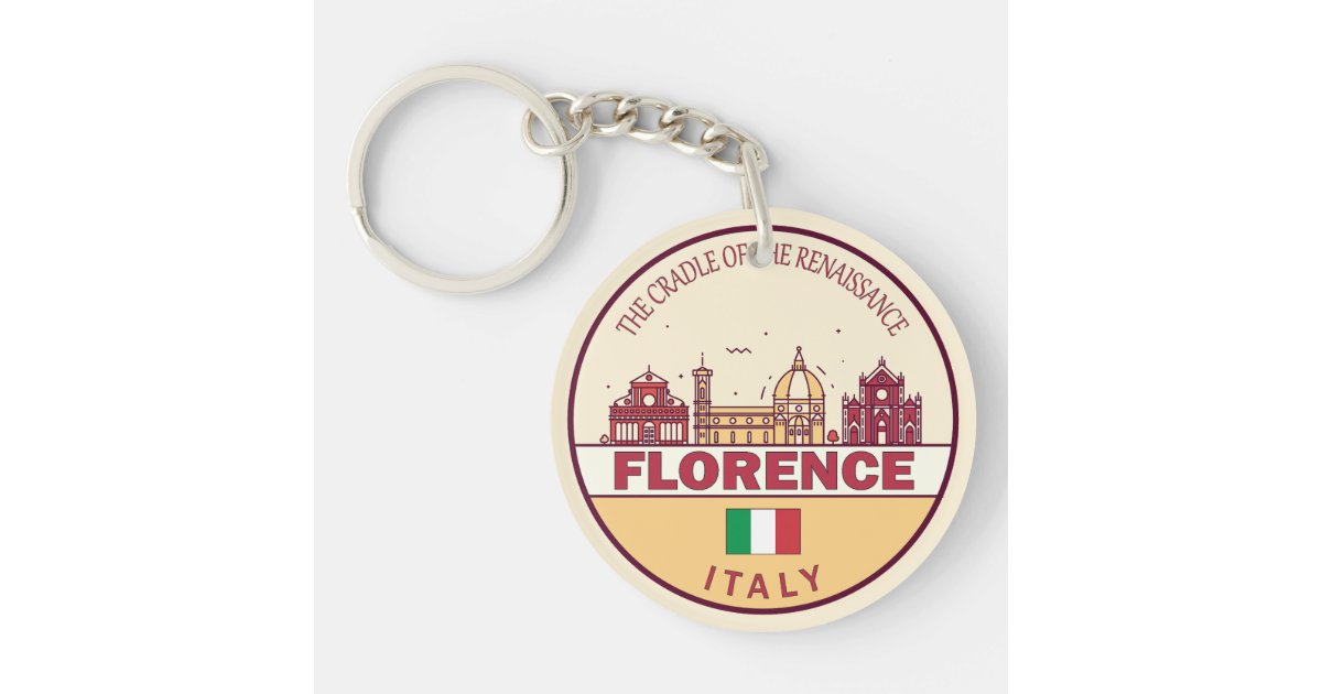 Florence Italy City Skyline Emblem Keychain | Zazzle