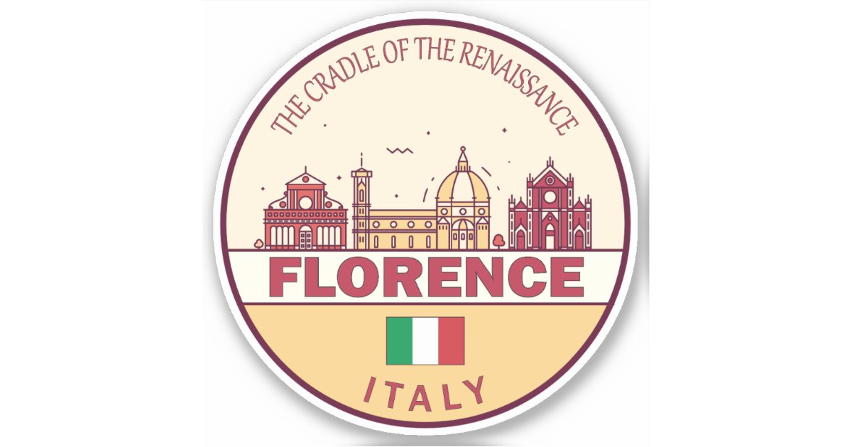Florence Italy City Skyline Emblem Sticker | Zazzle