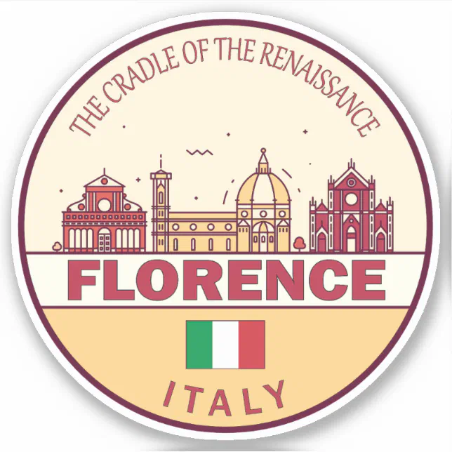 Florence Italy City Skyline Emblem Sticker | Zazzle