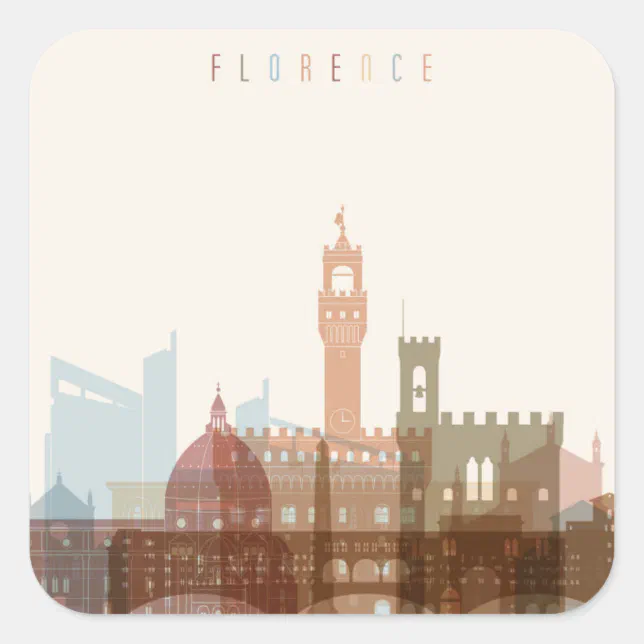 Florence, Italy | City Skyline Square Sticker | Zazzle