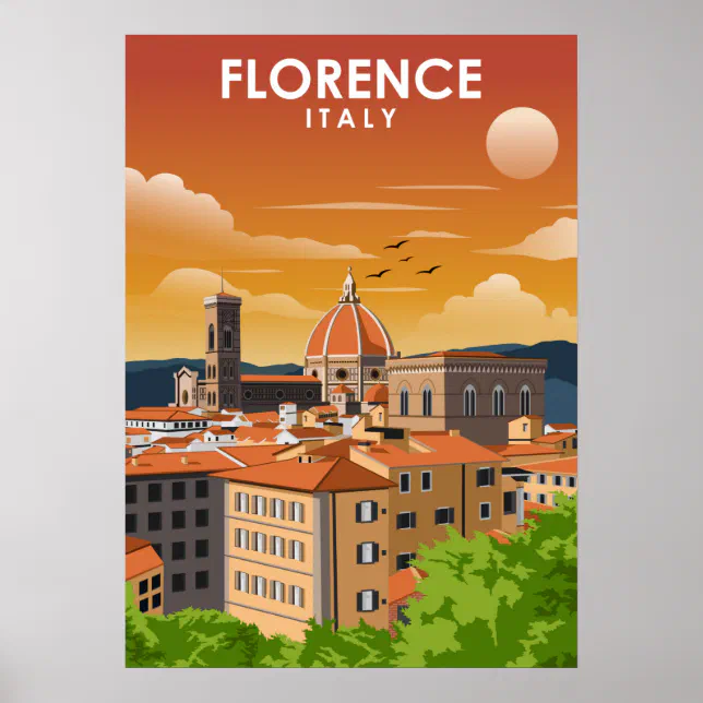 Florence Italy European City Travel Illustration Poster | Zazzle