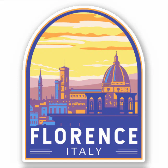 Florence Italy Travel Art Vintage Sticker | Zazzle