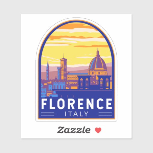 Florence Italy Travel Art Vintage Sticker | Zazzle