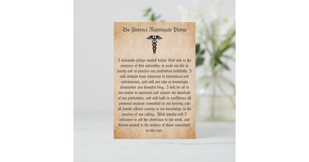 Florence Nightingale Pledge for Nurses Flat Card | Zazzle