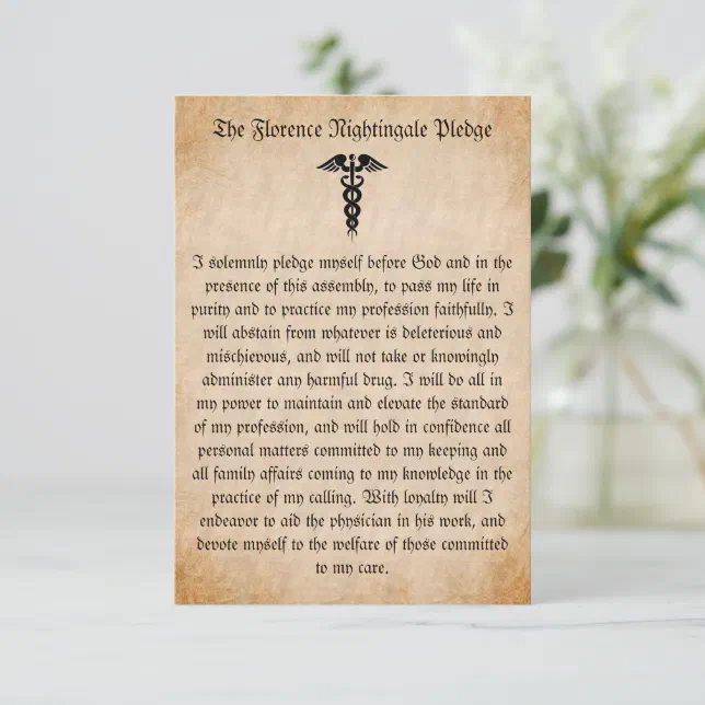 Florence Nightingale Pledge for Nurses Flat Card | Zazzle