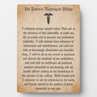 Florence Nightingale Pledge for Nurses Plaque | Zazzle