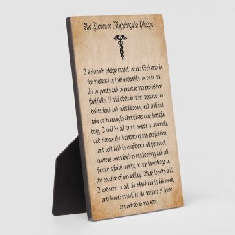Florence Nightingale Pledge for Nurses Plaque | Zazzle