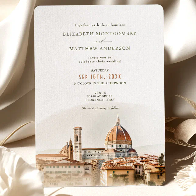 Florence Watercolor Italy Destination Wedding Invitation | Zazzle