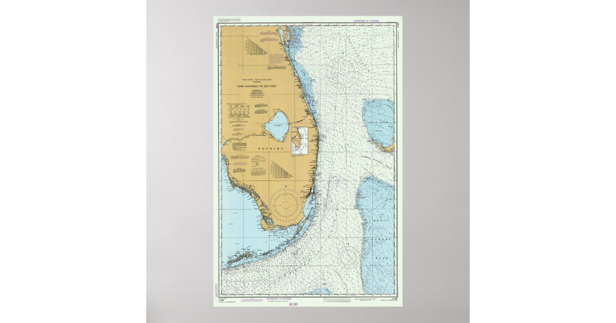 Florida Atlantic Coast Map (1982) Poster | Zazzle