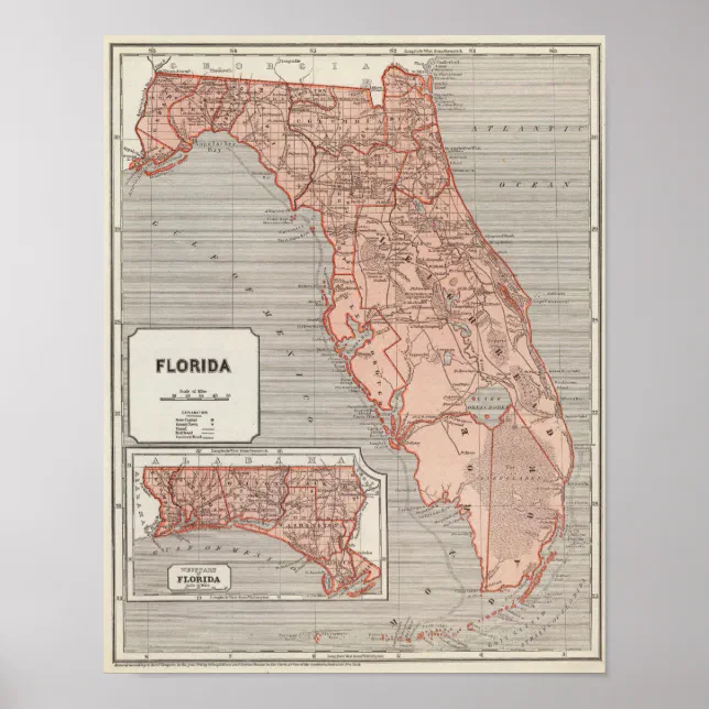 Florida Atlas Map Poster | Zazzle