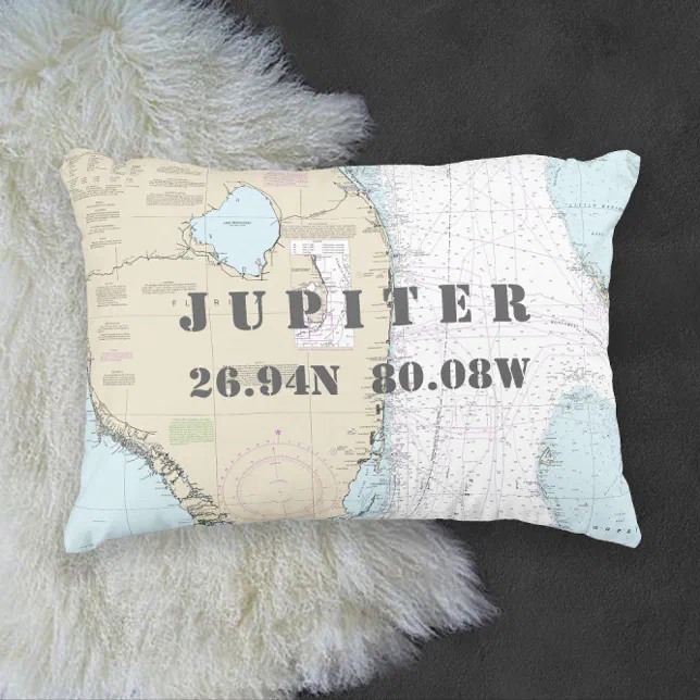 Florida Authentic Nautical Chart ⚓ Decorative Pillow | Zazzle