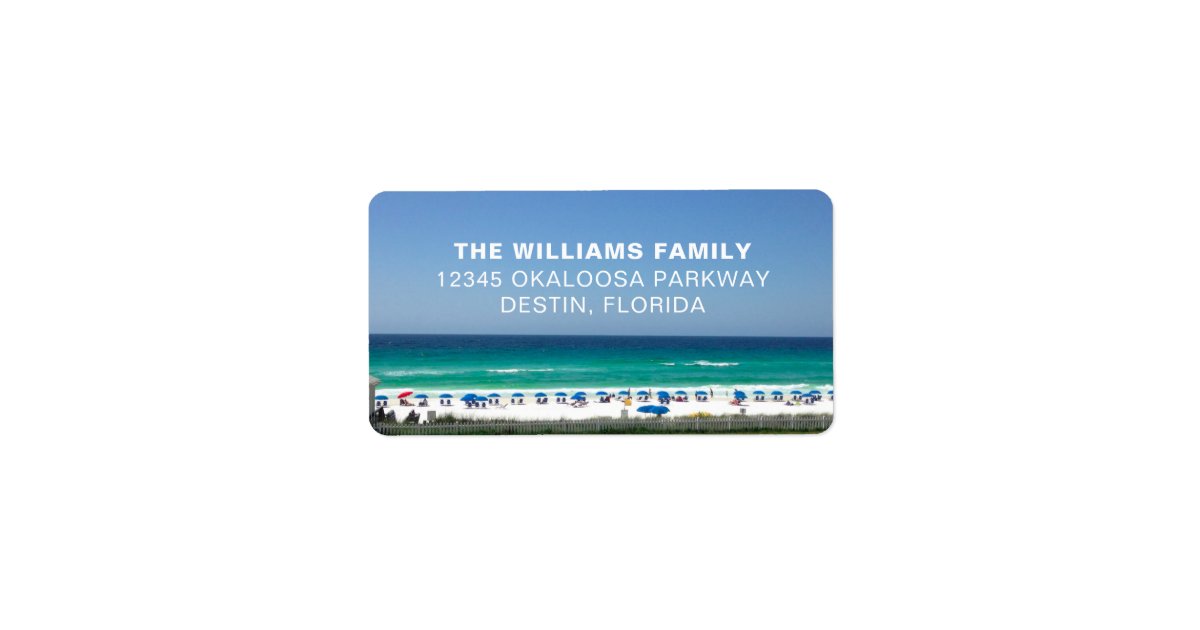 Florida Beach Destin Seaside Photograph Label | Zazzle