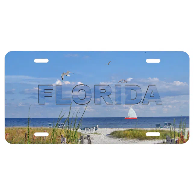 Florida Beach Scene License Plate | Zazzle