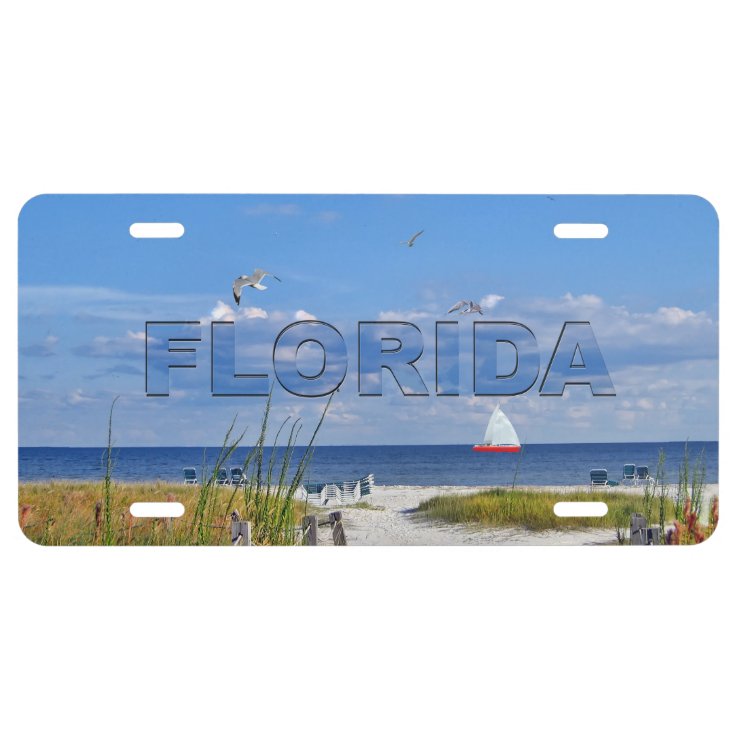 Florida Beach Scene License Plate | Zazzle
