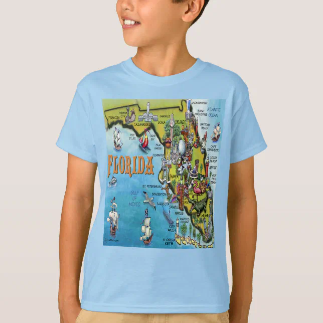 Florida Cartoon Map T-Shirt | Zazzle