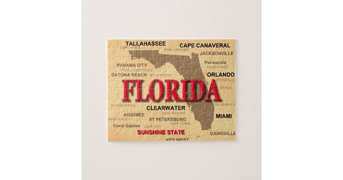 Florida Cities And Towns State Pride Map Jigsaw Puzzle | Zazzle