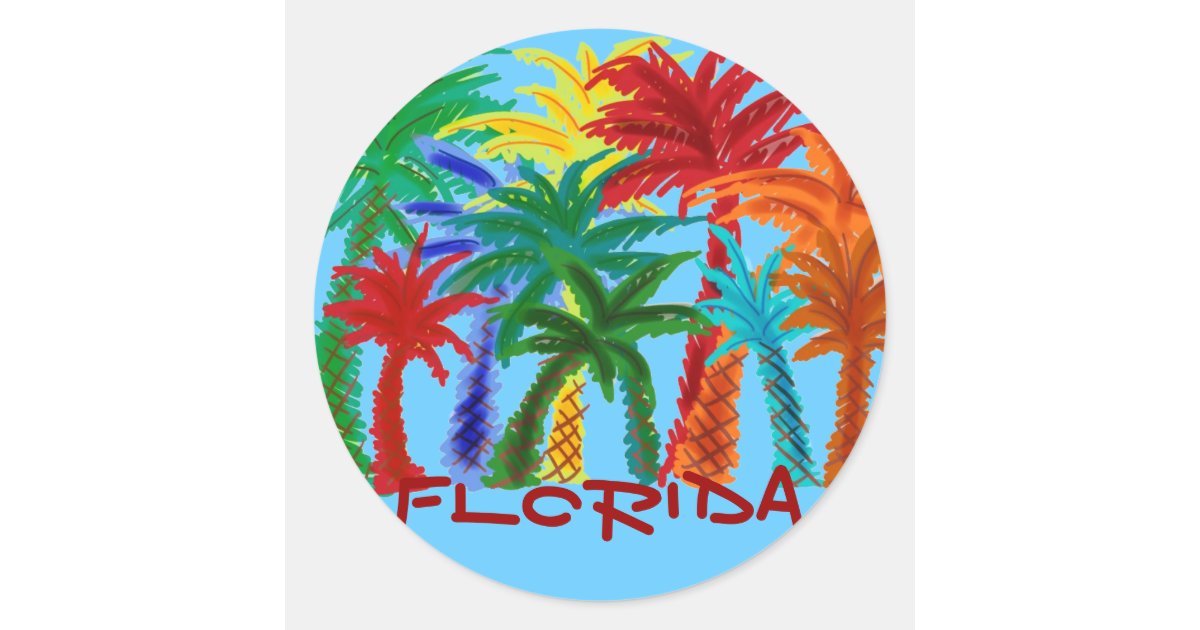 Florida colorful palm tree stickers | Zazzle