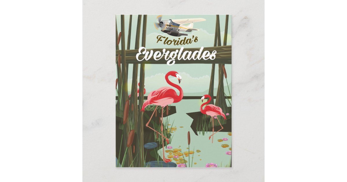 Florida Everglades cartoon travel poster Postcard | Zazzle