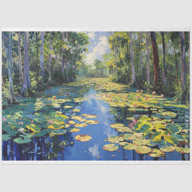 Florida Everglades River Trees Painting Decoupage Tissue Paper | Zazzle