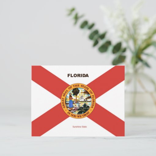 Florida Flag and Slogan Postcard | Zazzle