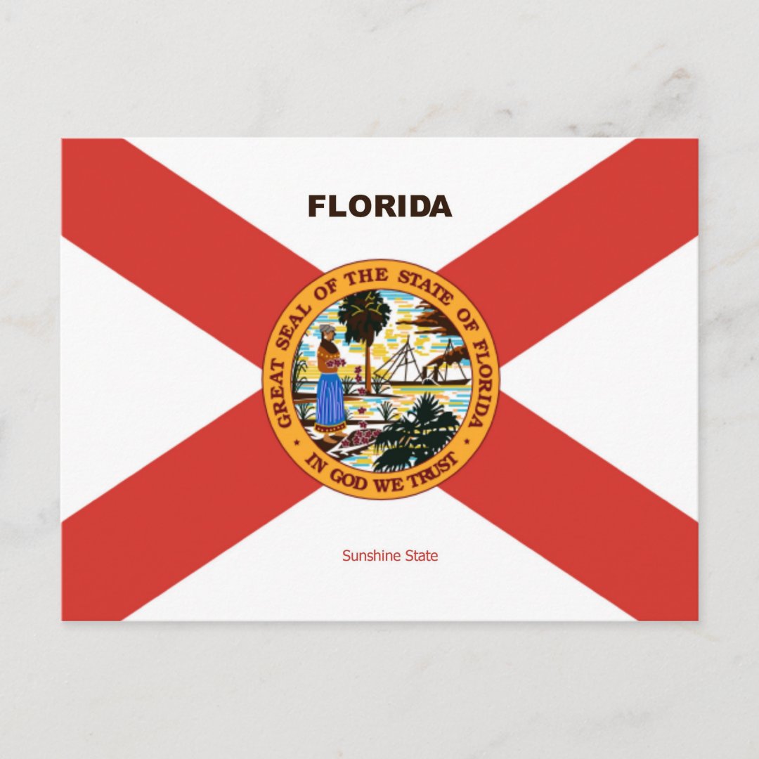 Florida Flag and Slogan Postcard | Zazzle