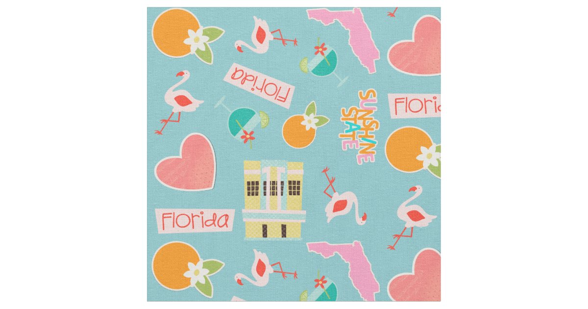 Florida Fun Pattern Fabric | Zazzle