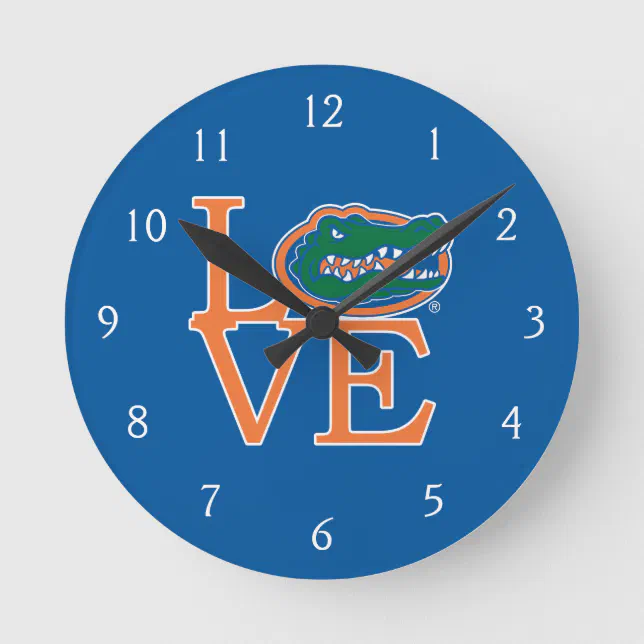 Florida Gators Love Round Clock | Zazzle