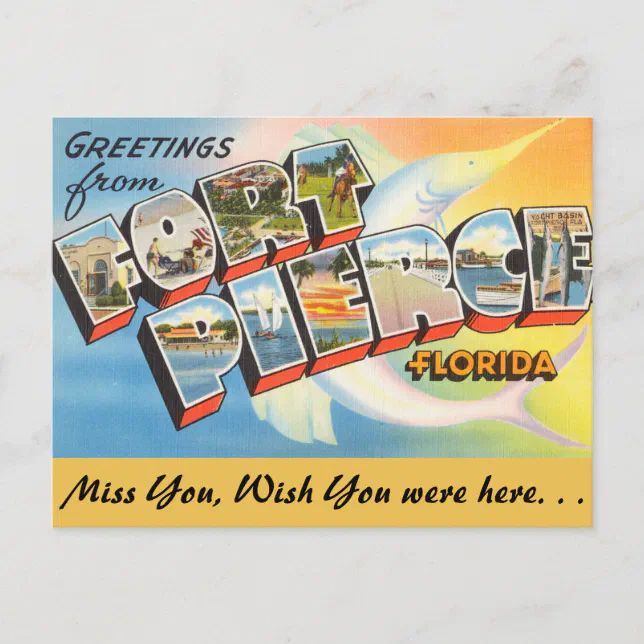 Florida, Greetings from Fort Pierce Postcard | Zazzle