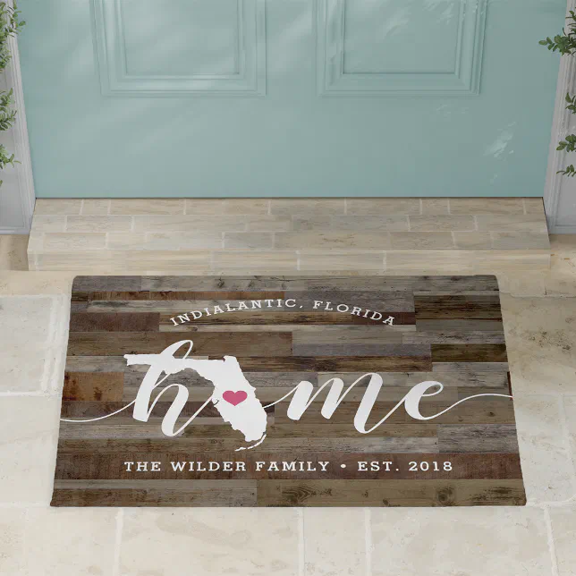 Florida Home State Personalized Wood Look Doormat | Zazzle