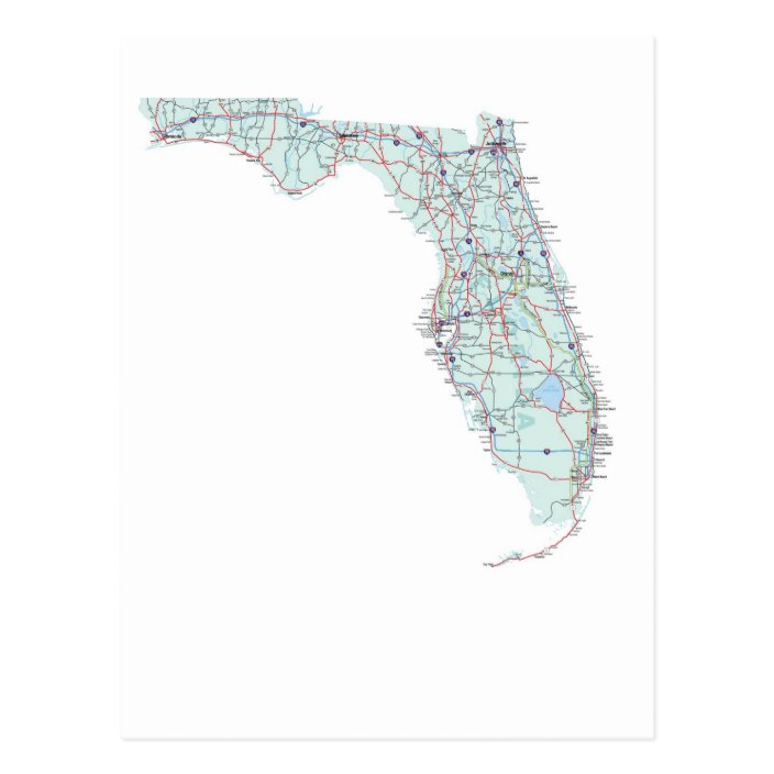 Florida Interstate Map Postcard | Zazzle.com
