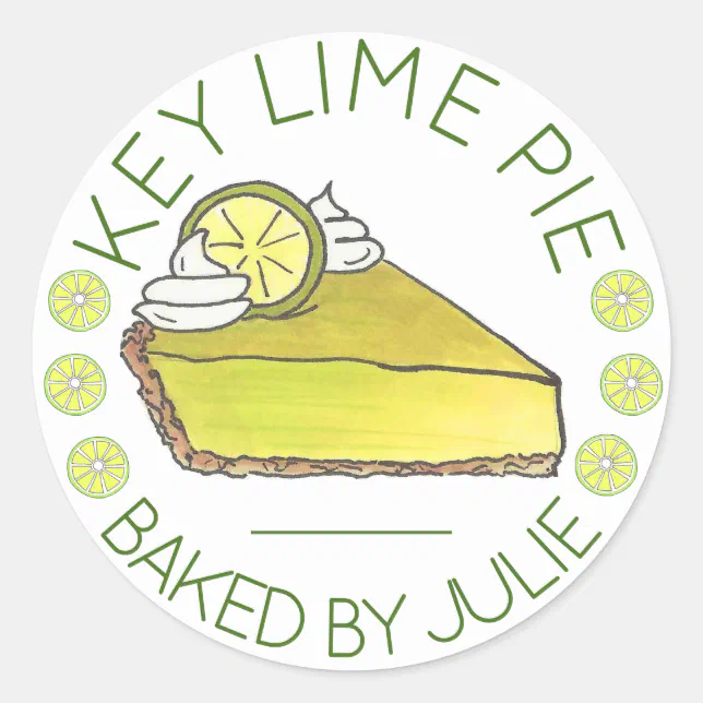 Florida Key Lime Pie Slice Baked By Homemade Classic Round Sticker | Zazzle