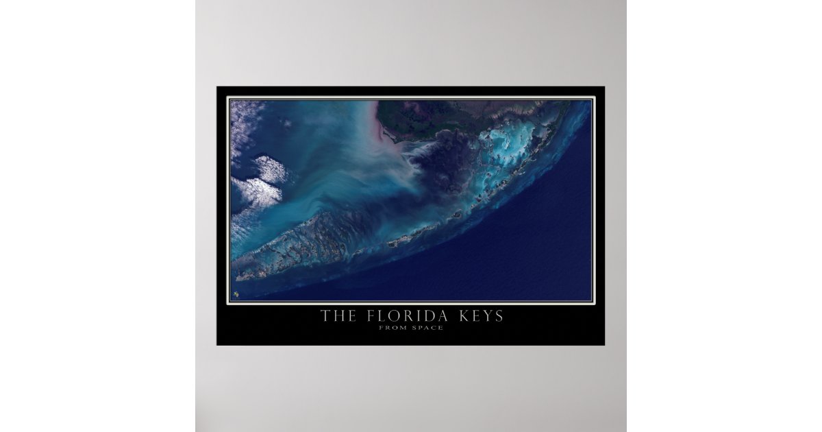 Florida Keys From Space Satellite Map Poster | Zazzle