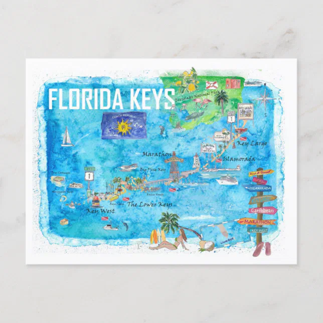 Florida Keys Key West Marathon Key Largo Postcard | Zazzle