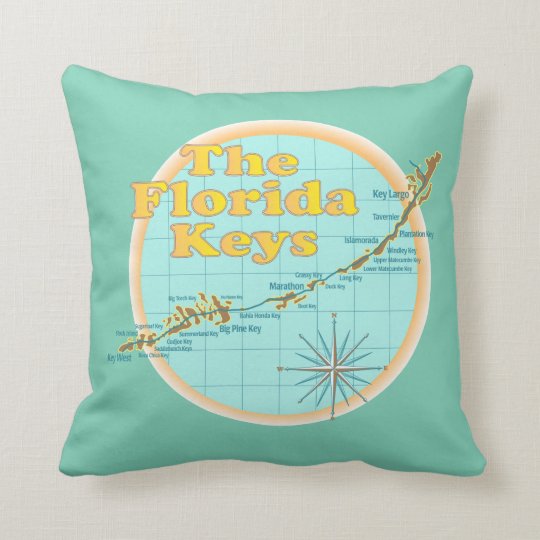 Florida Keys Map illustration Throw Pillow | Zazzle.com