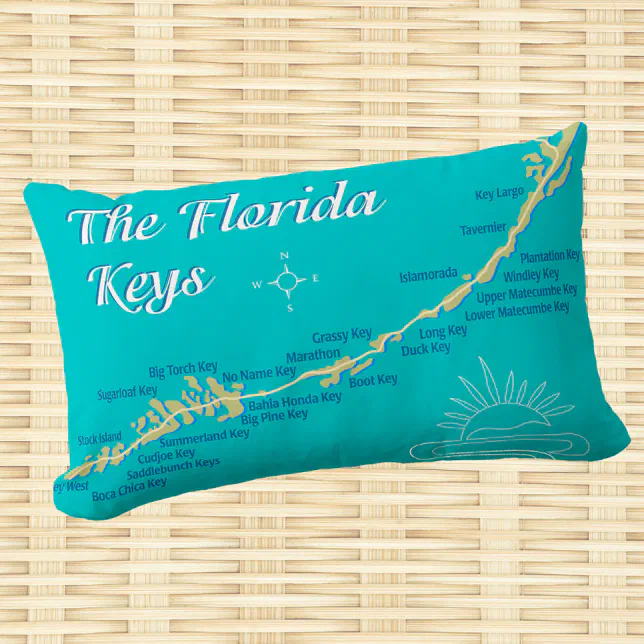 Florida Keys Map of the Islands Lumbar Pillow | Zazzle