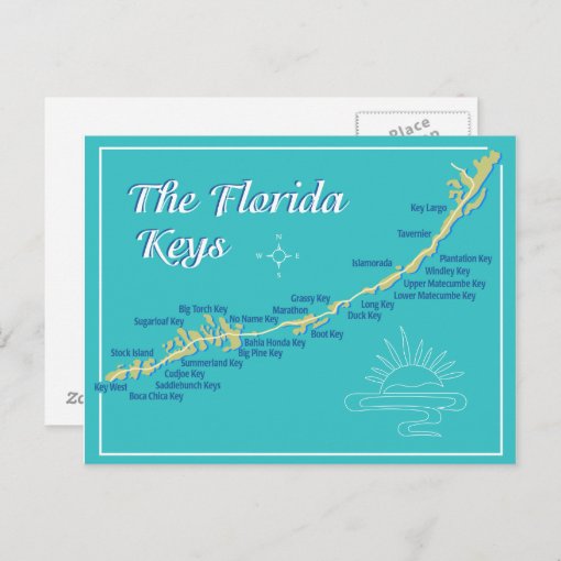 Florida Keys Map Postcard | Zazzle