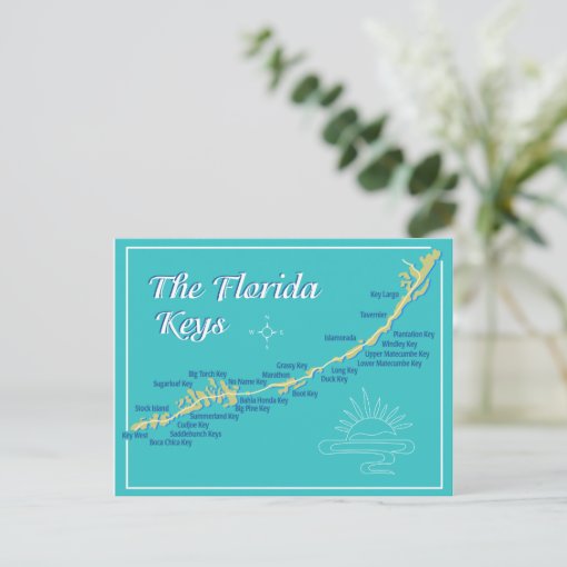 Florida Keys Map Postcard | Zazzle
