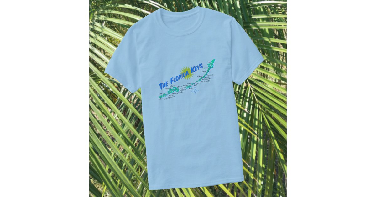 Florida Keys Map retro illustration T-Shirt | Zazzle