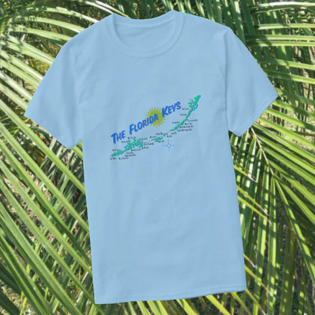 Florida Keys Map retro illustration T-Shirt | Zazzle