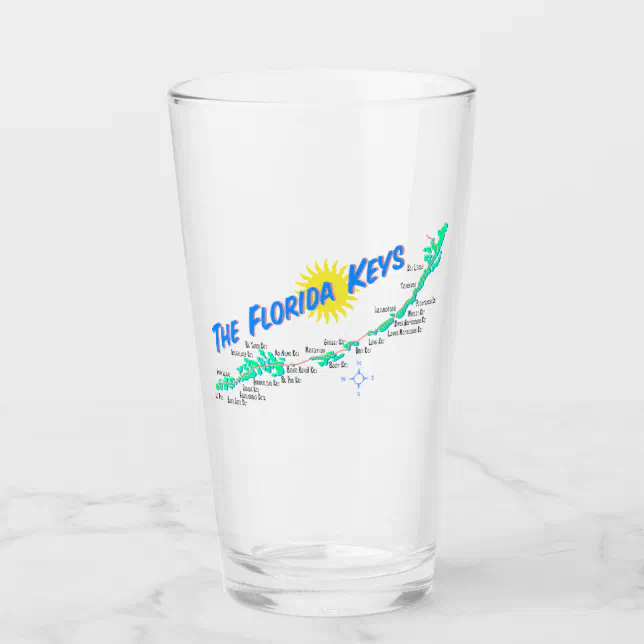 Florida Keys Map with Island Names Glass | Zazzle
