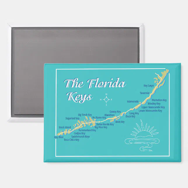 Florida Keys Map with Island Names Magnet | Zazzle