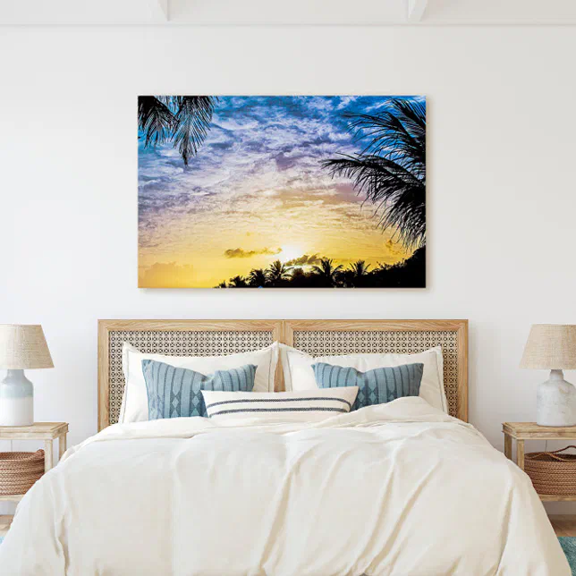 Florida Keys Palm Tree Sunset Sky Scene Canvas Print | Zazzle